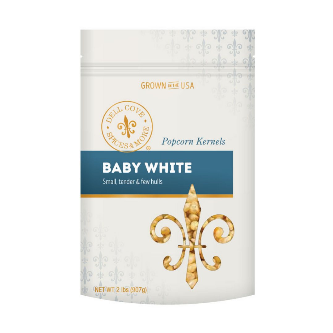 Baby White Popcorn - White Corn Kernels and Hulless Popcorn — Dell Cove ...