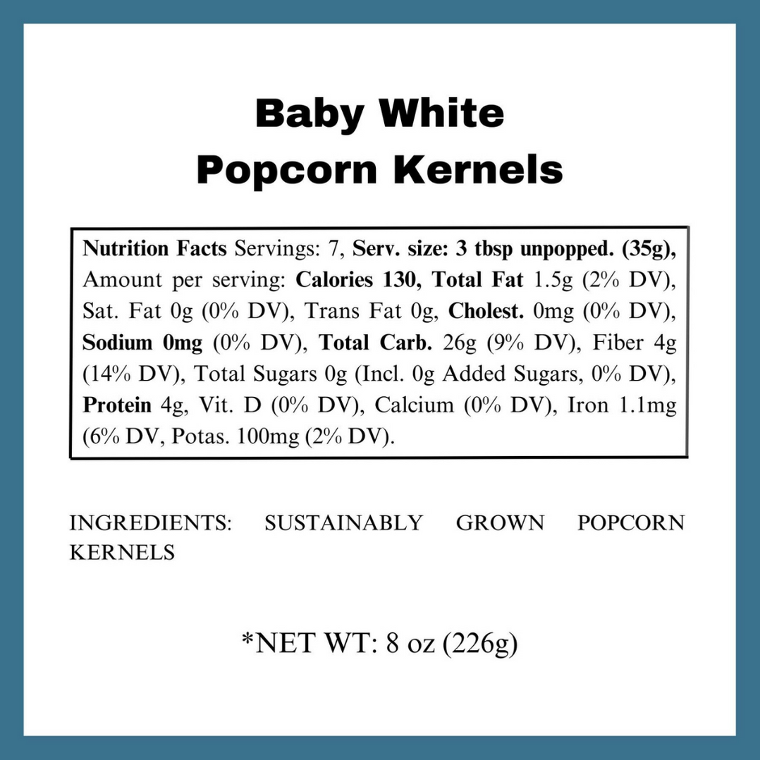 Baby White Popcorn - White Corn Kernels and Hulless Popcorn — Dell Cove ...